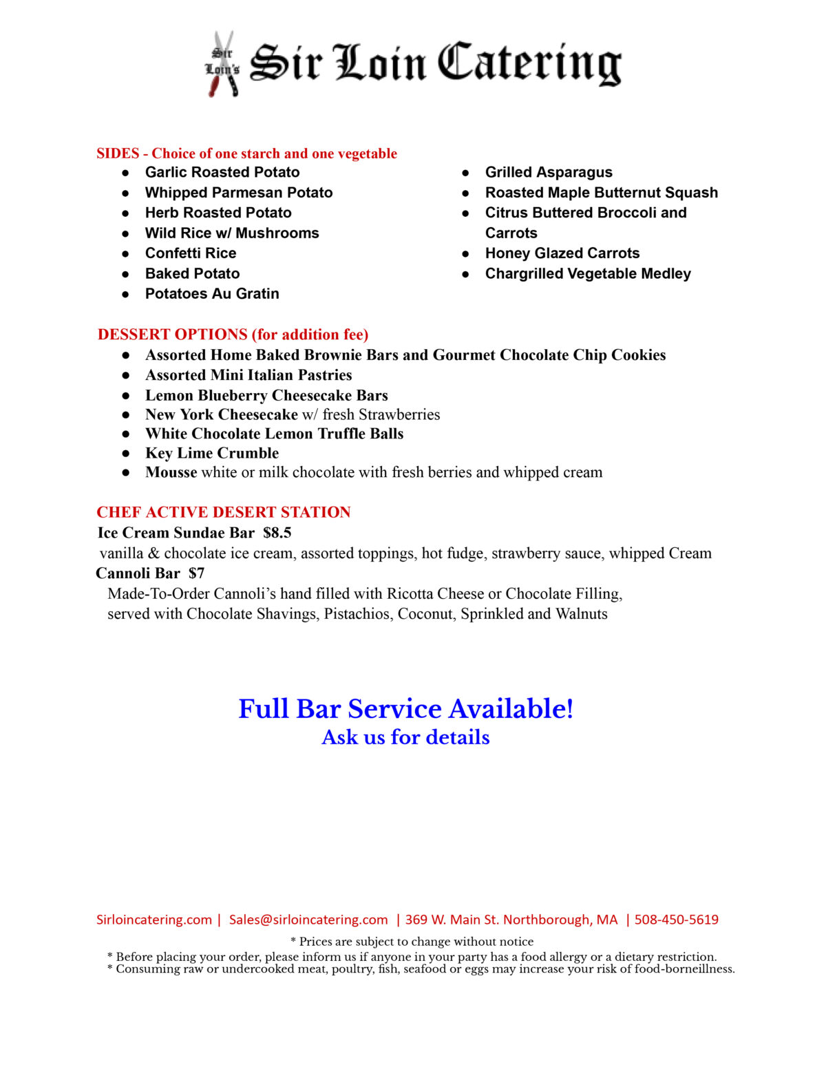 Sirloin Catering | New England's Premiere Catering Company